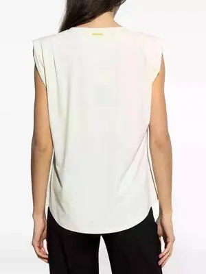 Michael Kors Sleeveless Crew Neck Top With Padded Shoulders