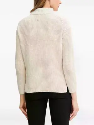 JOOP! Cream Roll Neck Sweater With Side Slits