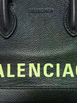 Balenciaga Leather Logo Print Top Handle Satchel Bag