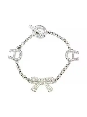 AIGNER Crystal Embellished Bow Link Bracelet - Silver