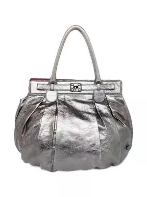 ZAGLIANI  Leather Pleated Tote Bag - Silver