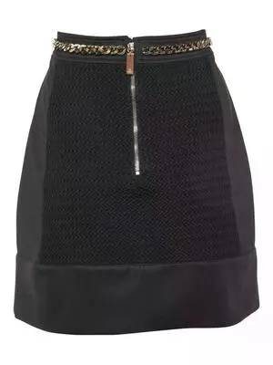 Elisabetta Franchi Textured High-waist Mini Skirt With Chain Detail