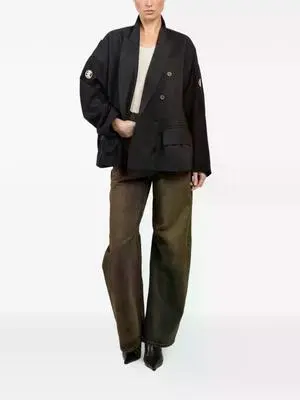 IBRIGU Jacquard Double-breasted Jacket - Black