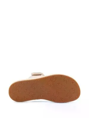 Pinko Fiona Padded Leather Sandals With Metal Accents - Neutrals