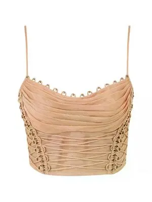 Zimmermann Rebellion Beaded Crop Top - Neutrals