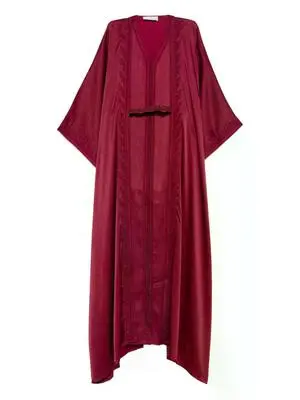 REEM AL DHAHERI Embroidered V-neck Kaftan With Braided Detail - Red