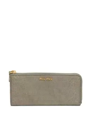 Miu Miu Embossed Zip-fastening Wallet - Grey