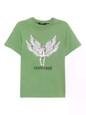 Roberto Cavalli Graphic-print Cotton T-shirt - Green