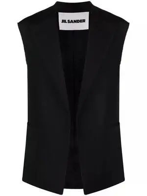 JIL SANDER Cotton Tailored Vest With Frayed Edges - Black