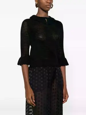 Chloé Crochet Knit Top With Scalloped Trim