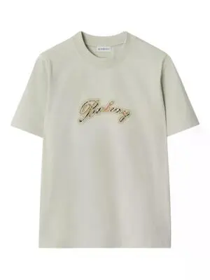 Burberry Cursive Logo Cotton T-shirt - Neutrals