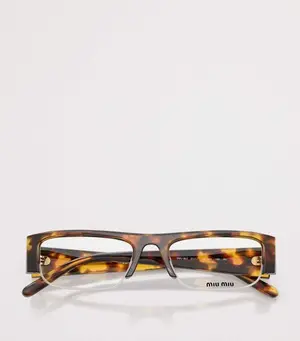 Miu Miu Acetate Vedette Rectangular Sunglasses - Brown