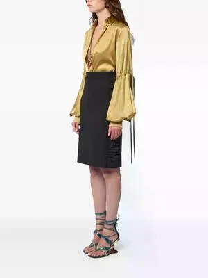 Nina Ricci Ruched Wool Midi Skirt