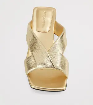Bottega Veneta Metallic Leather Riva Mules - Silver