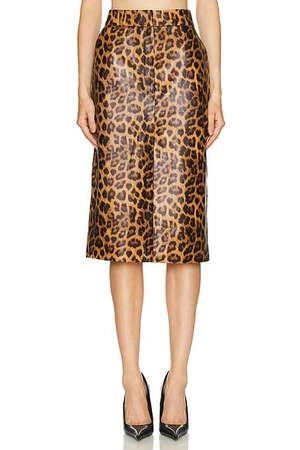 AEXAE Print Leather Maxi Skirt - Leopard