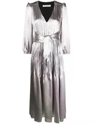 Philosophy Di Lorenzo Serafini Metallic V-neck Midi Dress - Silver