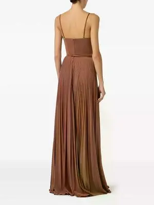 Elisabetta Franchi Lamé-effect Jersey Red Carpet Gown - Brown