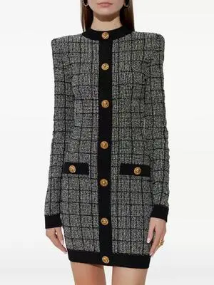 Balmain Checked Long-sleeve Dress