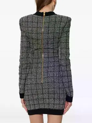 Balmain Checked Long-sleeve Dress