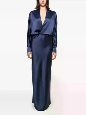 ATU BODY COUTURE V-neck Long-sleeve Maxi Gown - Blue