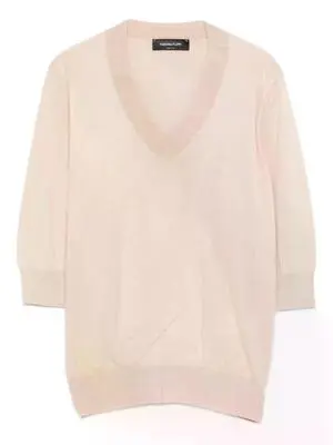 Fabiana Filippi V-neck Three-quarter Sleeve Sweater - Neutrals