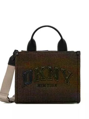 Dkny Check Appliqué Tote Bag - Brown