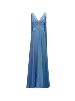 GEMY MAALOUF Beaded Corset Cape Gown