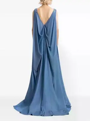 GEMY MAALOUF Beaded Corset Cape Gown