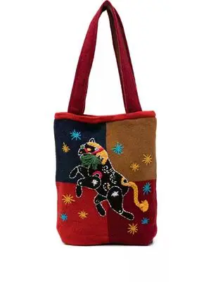 YANYAN Embroidered Horse Tote Bag - Red