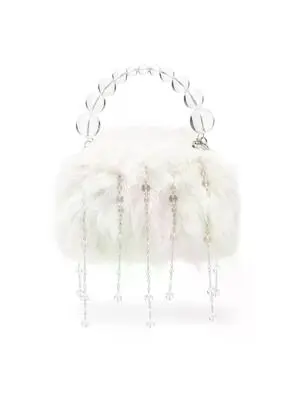 ROCKFISH Furry Tote Bag With Crystal Embellishments - White
