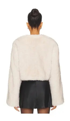 LOVERS AND FRIENDS Cropped Faux Fur Coat - Tan
