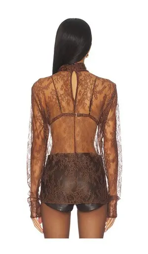 Nbd Norel Lace Top - Brown