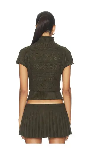 GUIZIO Cable Knit Turtleneck Top