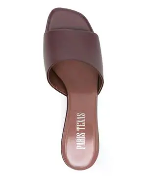Paris Texas Ava Block-heel Leather Mules - Red