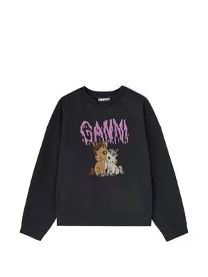 GANNI Graphic Print Crewneck Sweatshirt - Grey