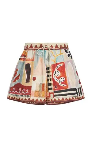 ALEMAIS Printed Linen Shorts - Multi