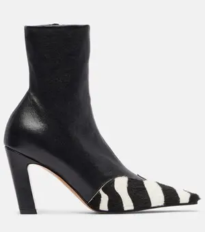 Khaite Nevada 85 Calf Hair And Leather Ankle Boots - Black