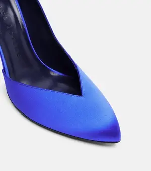 HERBERT LEVINE Cobalt Satin Pointed Toe High Heel Pumps