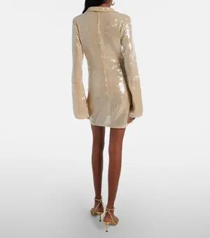 Oseree Sequined Mini Dress - Beige