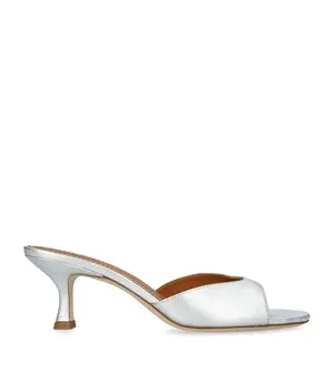 Staud Leather Brigitte Heeled Mules 60 - Silver