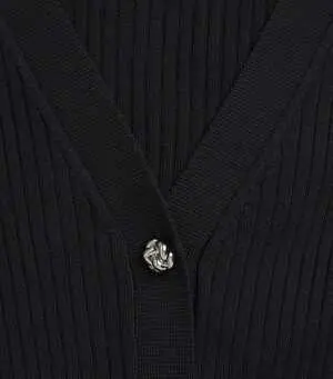 Sandro Ribbed V-neck Cardigan With Metallic Buttons