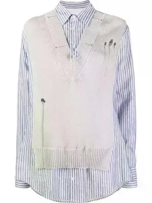 MAISON MARGIELA Layered Knit Detail Shirt - Blue