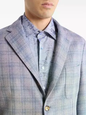Etro Checked Single-breasted Blazer - Blue