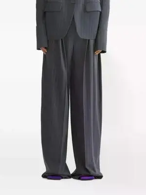MUGLER Pinstripe Wide-leg Trousers - Grey