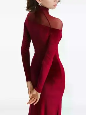 2310 STUDIO Velvet Turtleneck Maxi Dress - Red