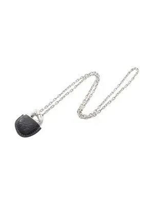 Hermès Tone Crocodile-effect Pendant Necklace - Silver