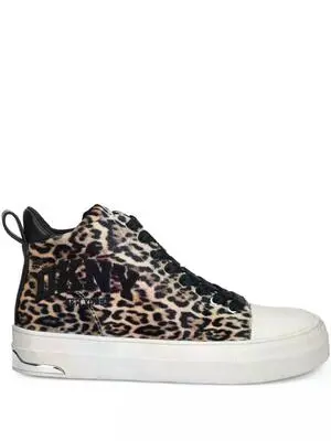 Dkny Leopard-print High Top Sneakers - Brown
