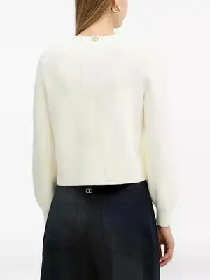 TWINSET Crew Neck Cardigan With Floral Appliqu