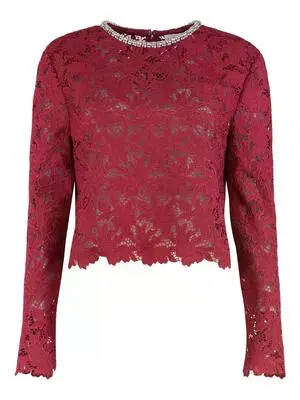 SELF-PORTRAIT Lace Crystal Embellished Top