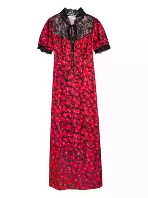 NEVER FULLY DRESSED Lyla Lace Cherry Print Midi Dress - Red